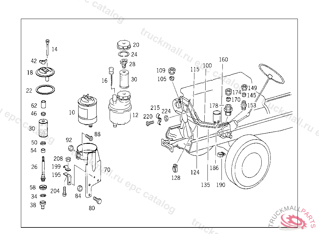 Схема Mercedes A0019901267 двигатель LK 2628/6X4 343.034