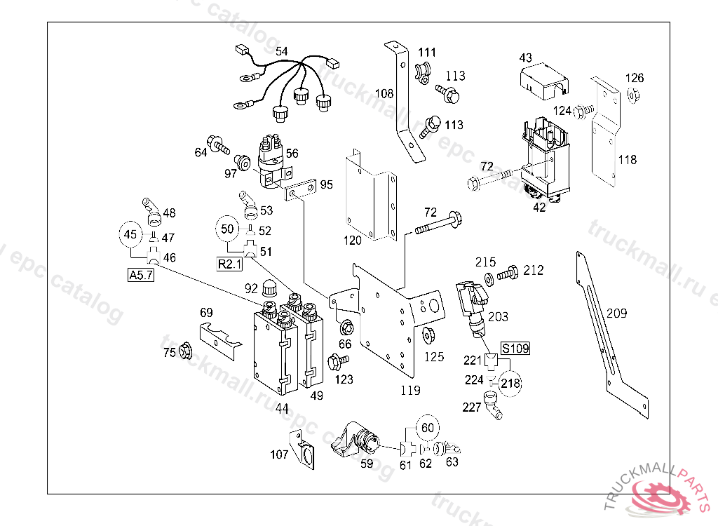 Схема Mercedes A9705405213 двигатель 1517 375.121